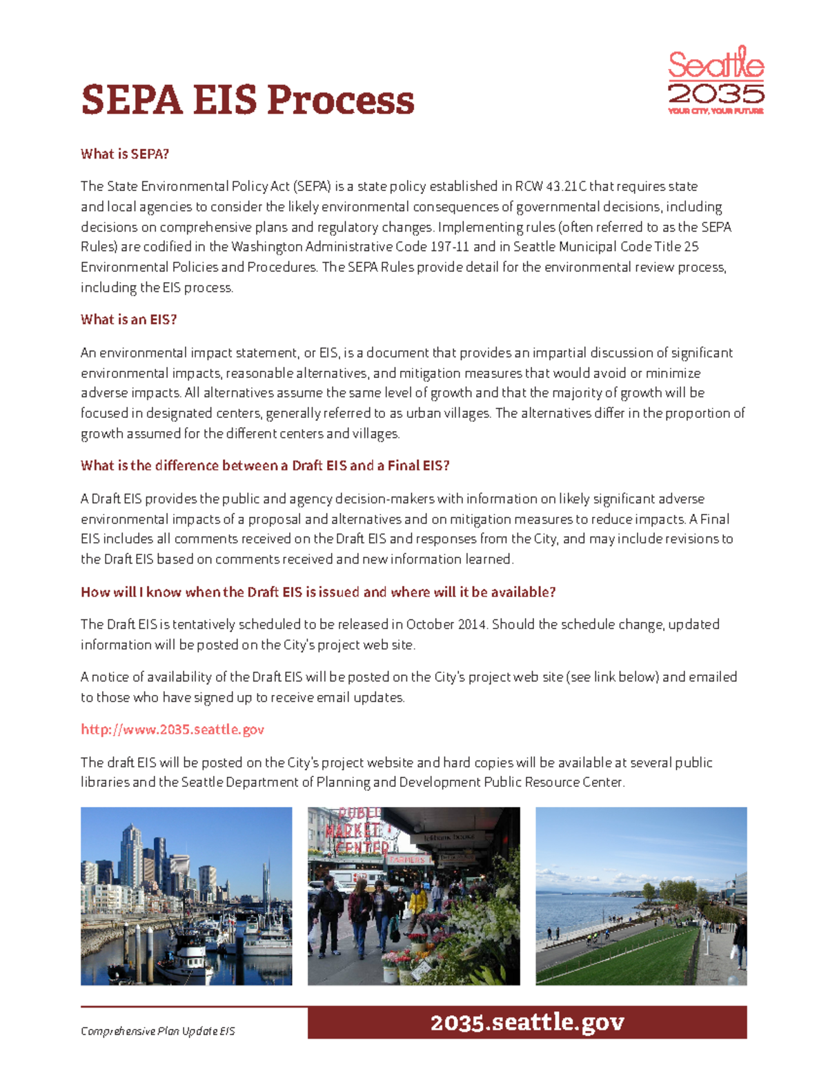 Sepaeisprocess FAQ - sum for ba 316 - Comprehensive Plan Update EIS 2035.seattle What is SEPA ...