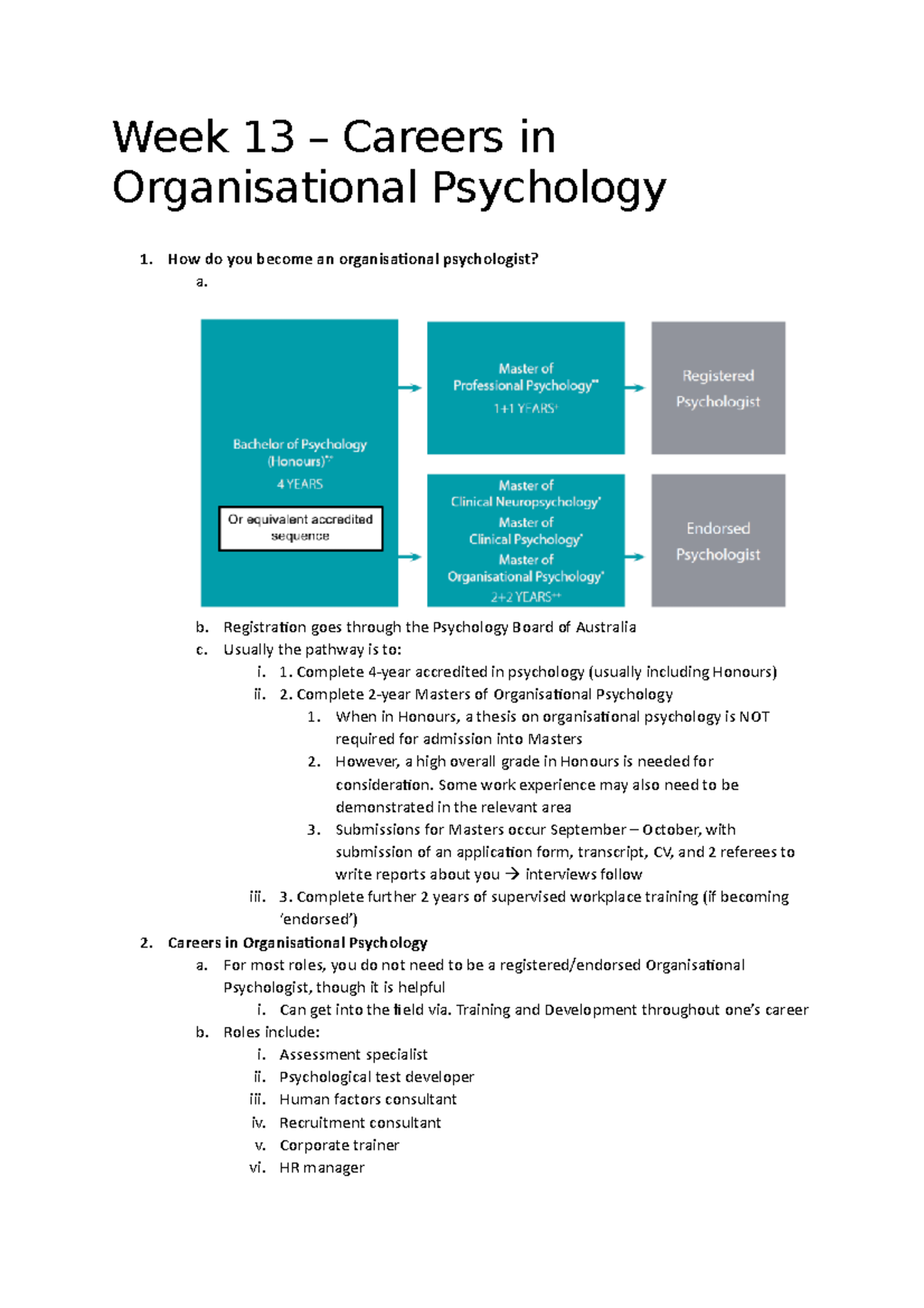 PSYU3338 W13 T1 - Detailed tutorial notes - Week 13 – Careers in ...