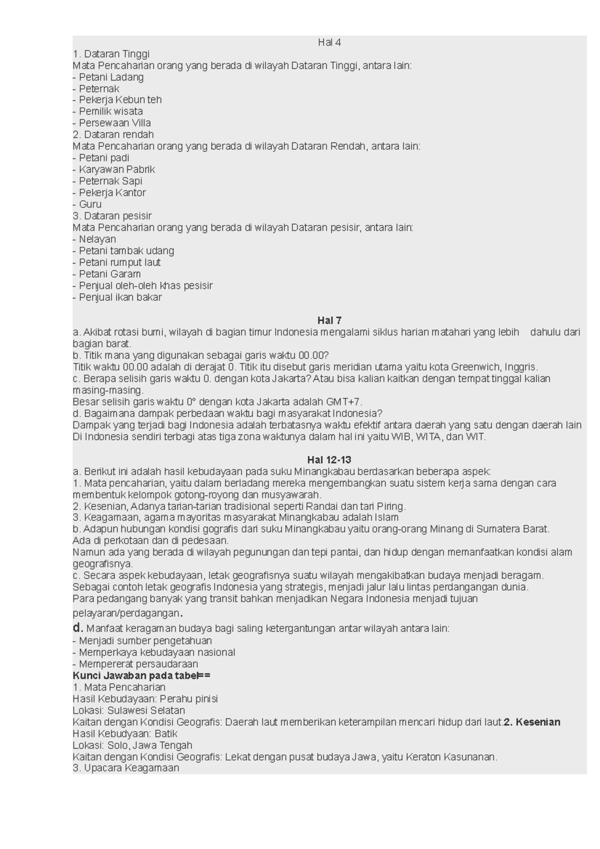 Hal 4 - tidak ada - Hal 4 1. Dataran Tinggi Mata Pencaharian orang yang berada di wilayah ...