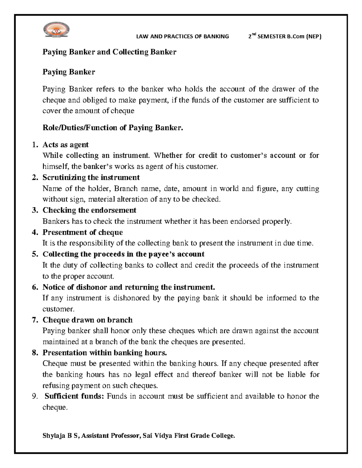Paying and Collecting Banker. Notes - Paying Banker and Collecting ...