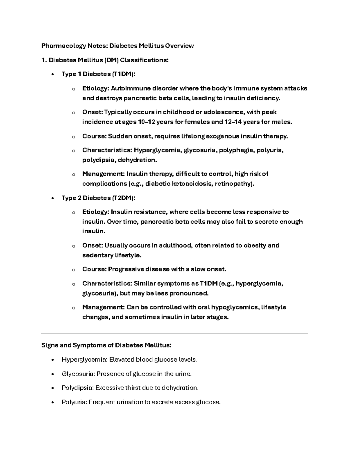 Diabetes Notes - Pharmacology Notes: Diabetes Mellitus Overview ...