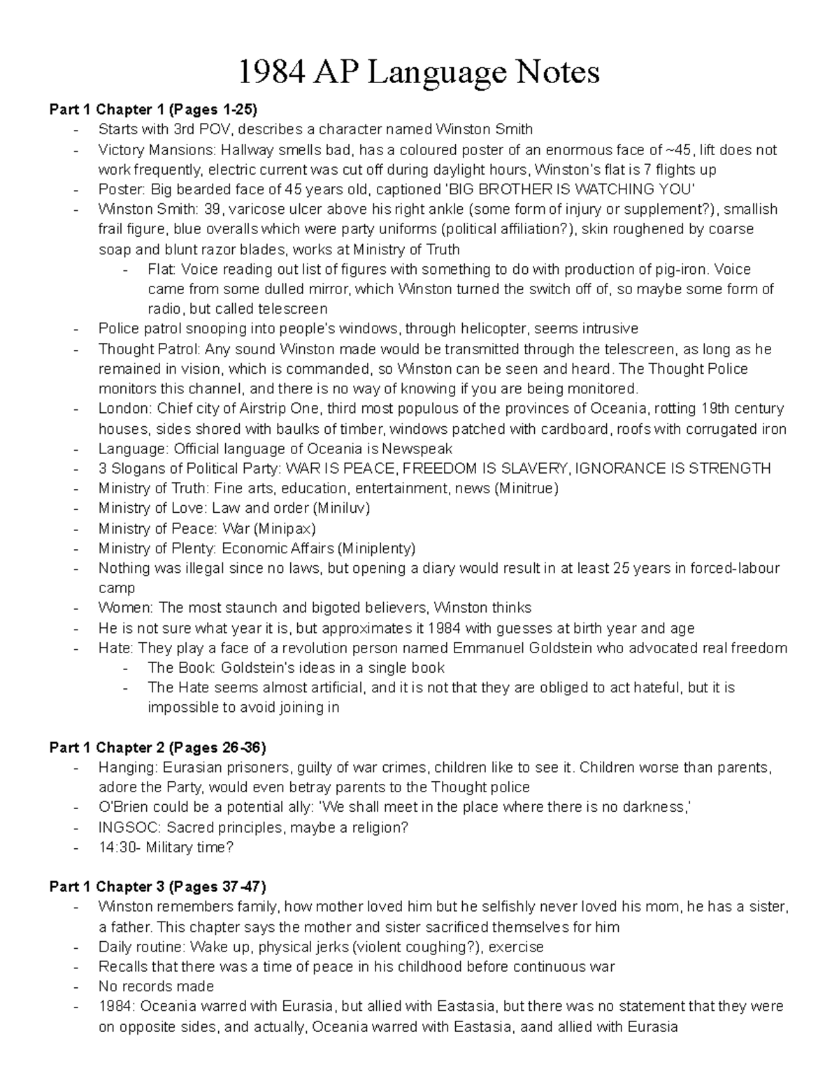 1984 Notes - In-depth book summary on 1984 as well as key elements for ...