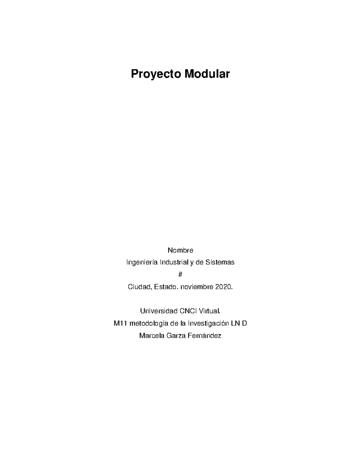 Proyecto Modular M11 Metodologia de la investigacion LN D Share ...