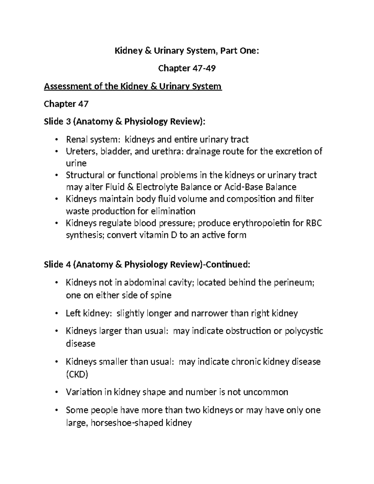 Kidney & Urinary System (2022)-Lecture Notes, part one - Kidney ...