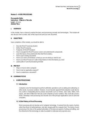 Module 4 - Spreadsheet Concepts - Spreadsheet Concepts Module 3 ...