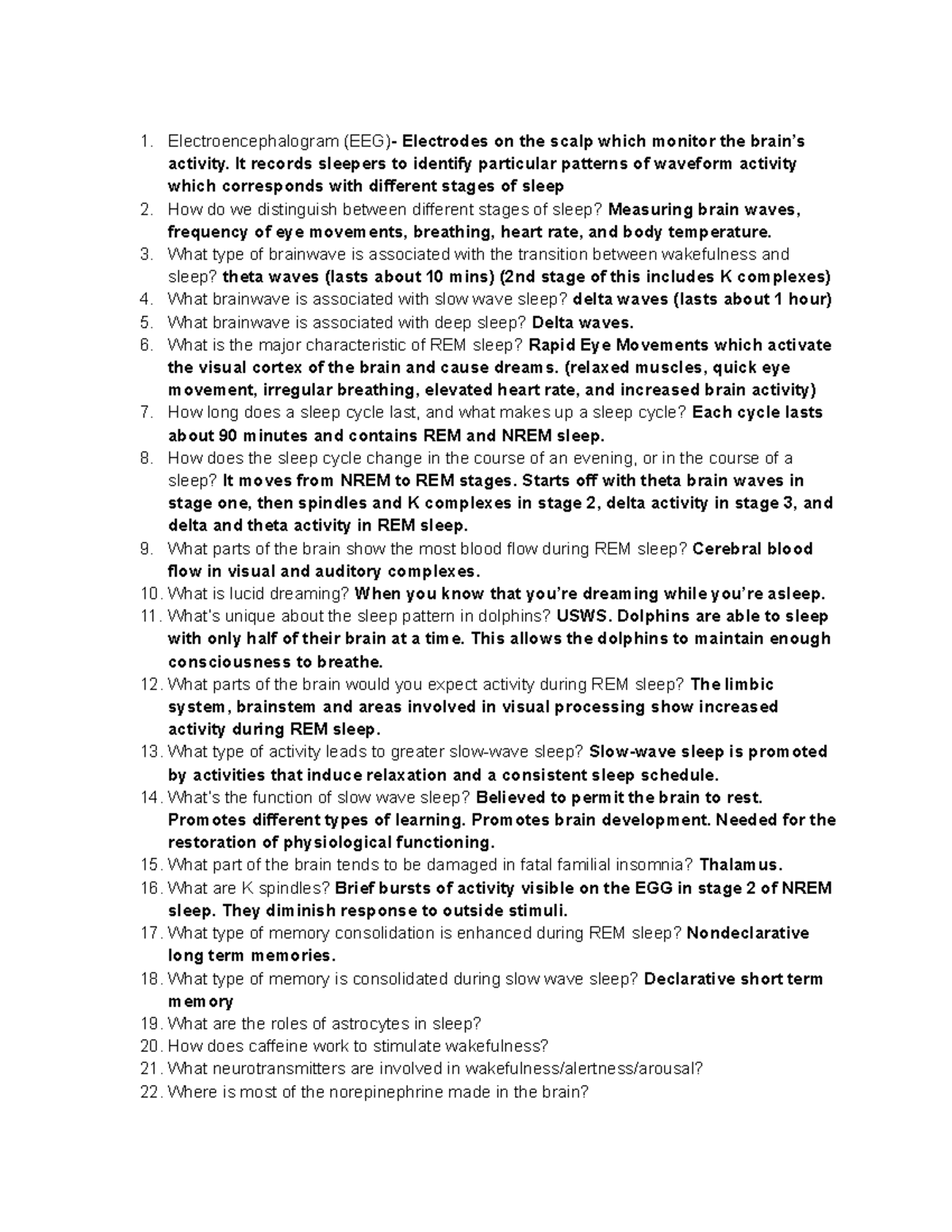 Exam 3 Questions - Electroencephalogram (EEG)- Electrodes on the scalp ...