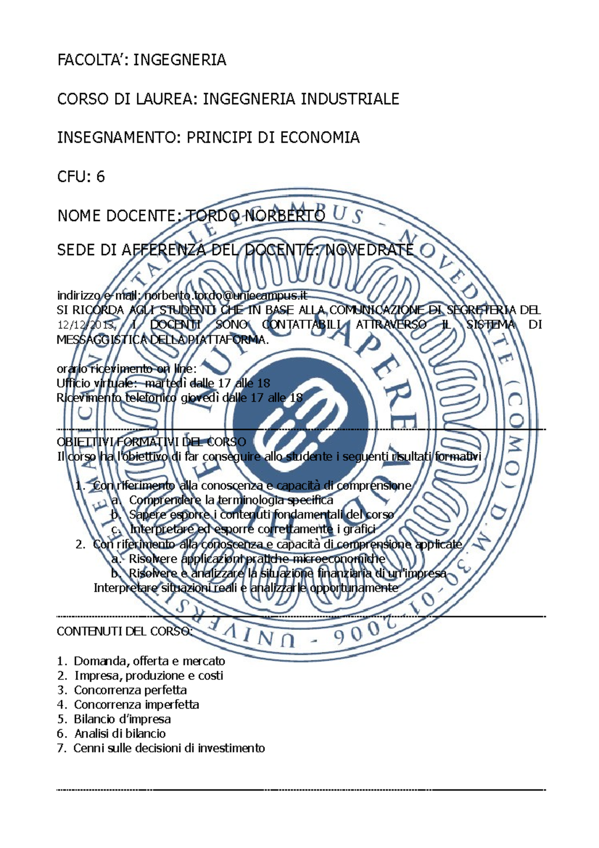 SD INIG16 1893a 04 - paniere economia - FACOLTA’: INGEGNERIA CORSO DI ...