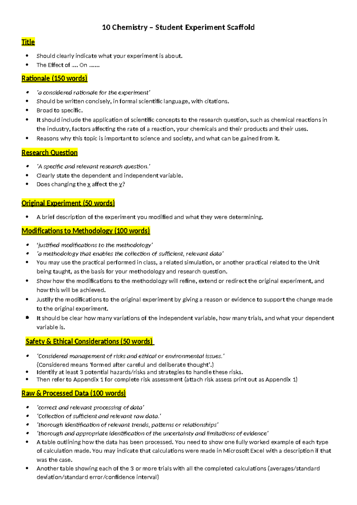 Science help - Help to write scientific reports - 10 Chemistry ...