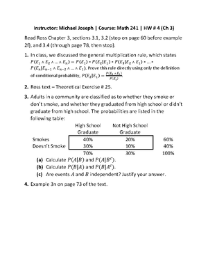 HW #3 - Professor Michael Joseph - Instructor: Michael Joseph | Course ...