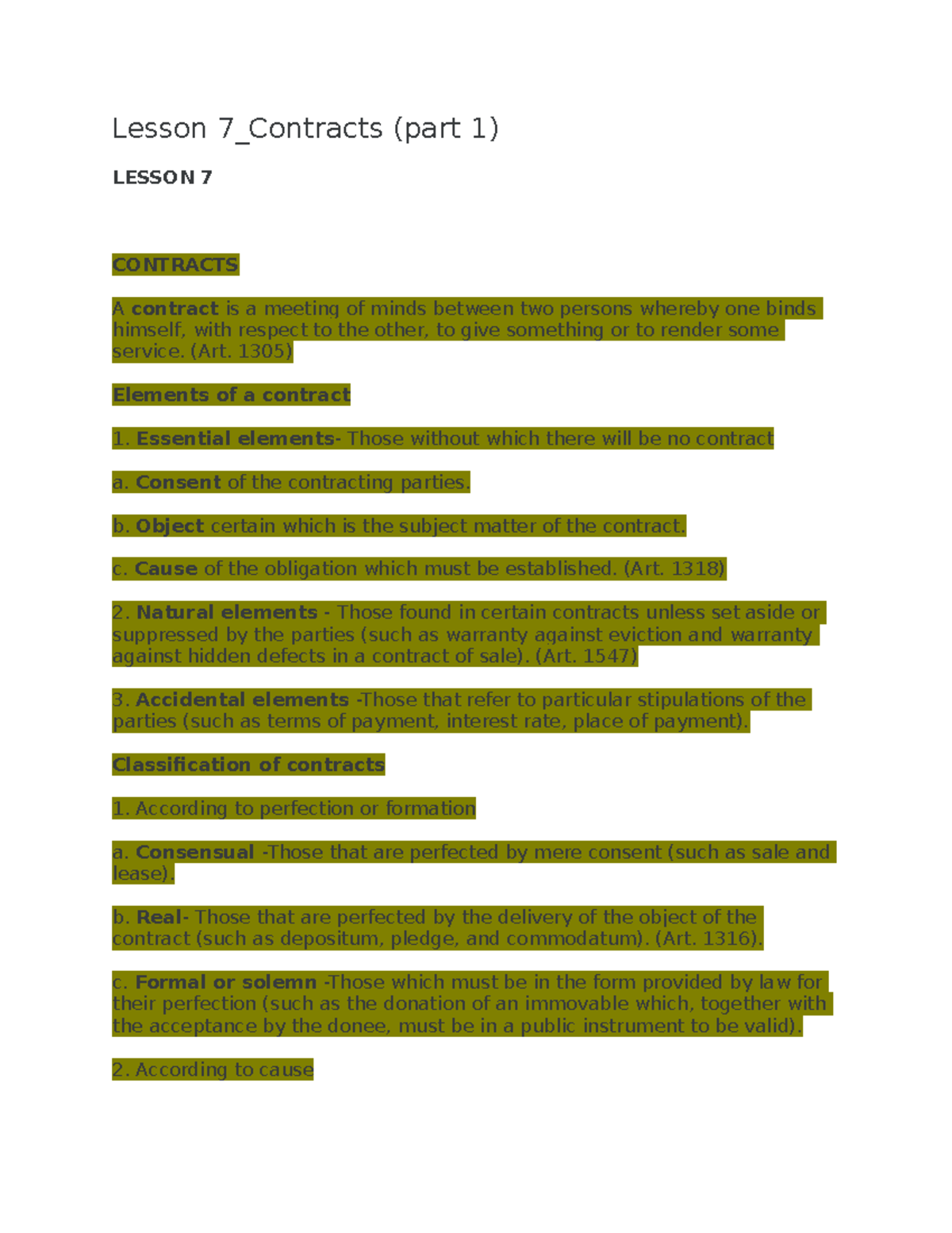 Lesson-7 - Lecture notes 7 - Lesson 7_Contracts (part 1) LESSON 7 ...