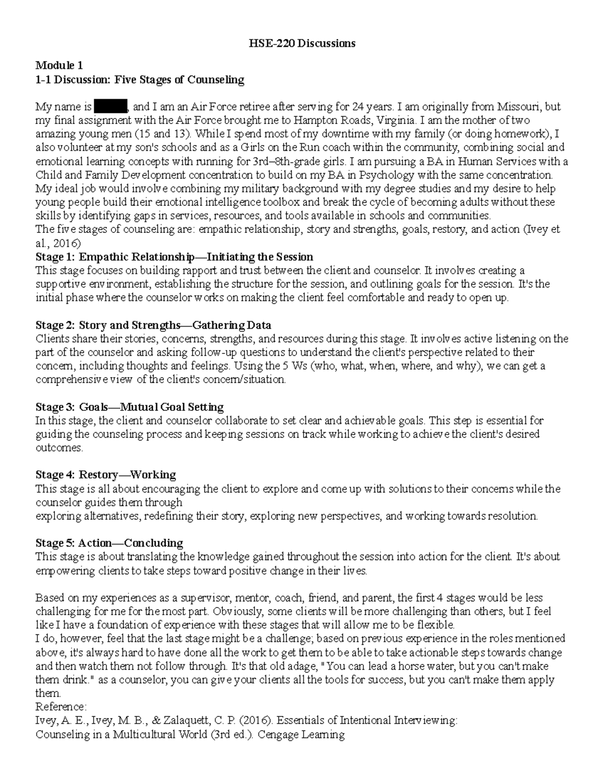 HSE-220 Course Discussion Posts - HSE-220 Discussions Module 1 1-1 ...