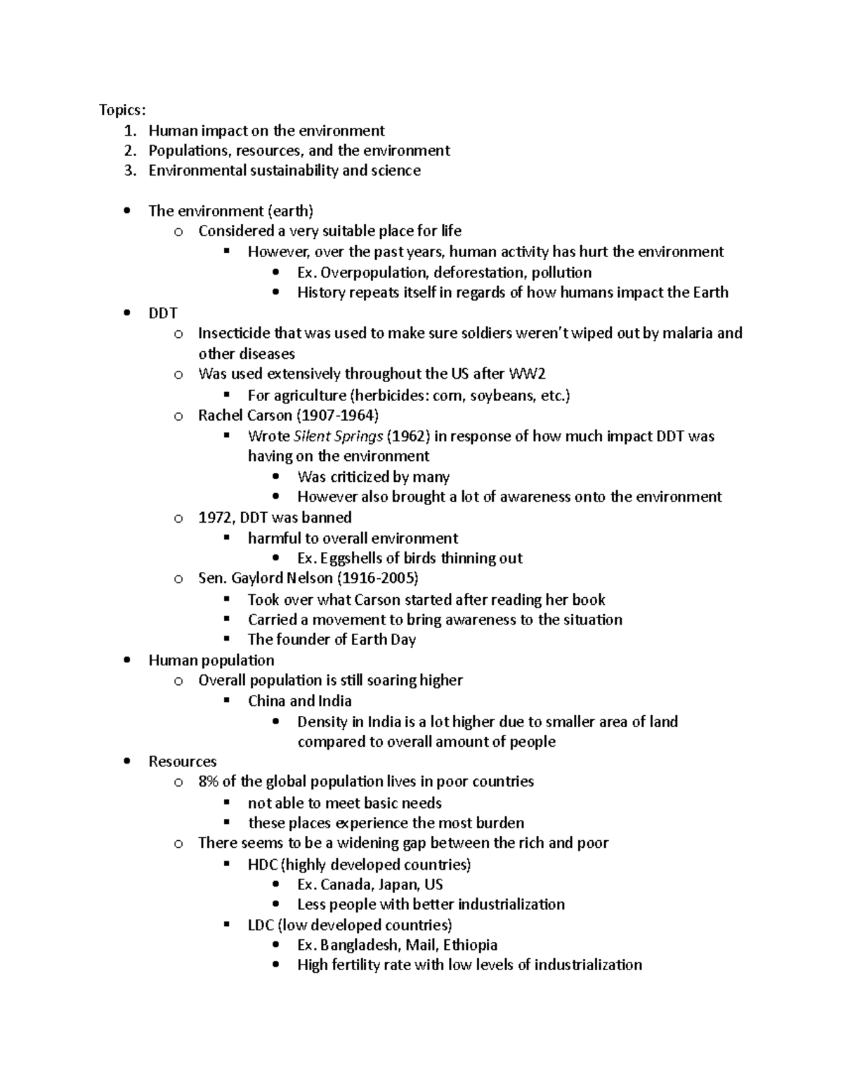 The Environment - intro - Topics: 1. Human impact on the environment 2 ...