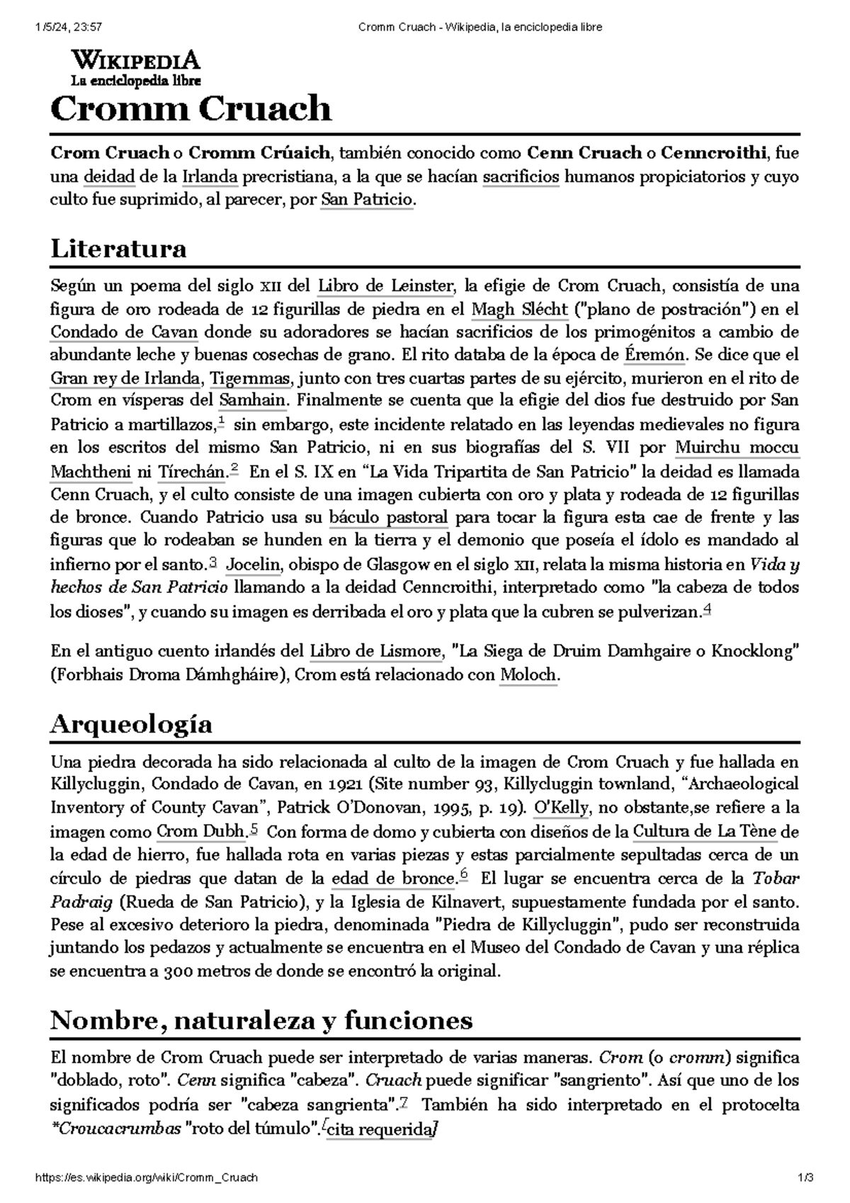 Cromm Cruach, informe - Cromm Cruach Crom Cruach o Cromm Crúaich ...