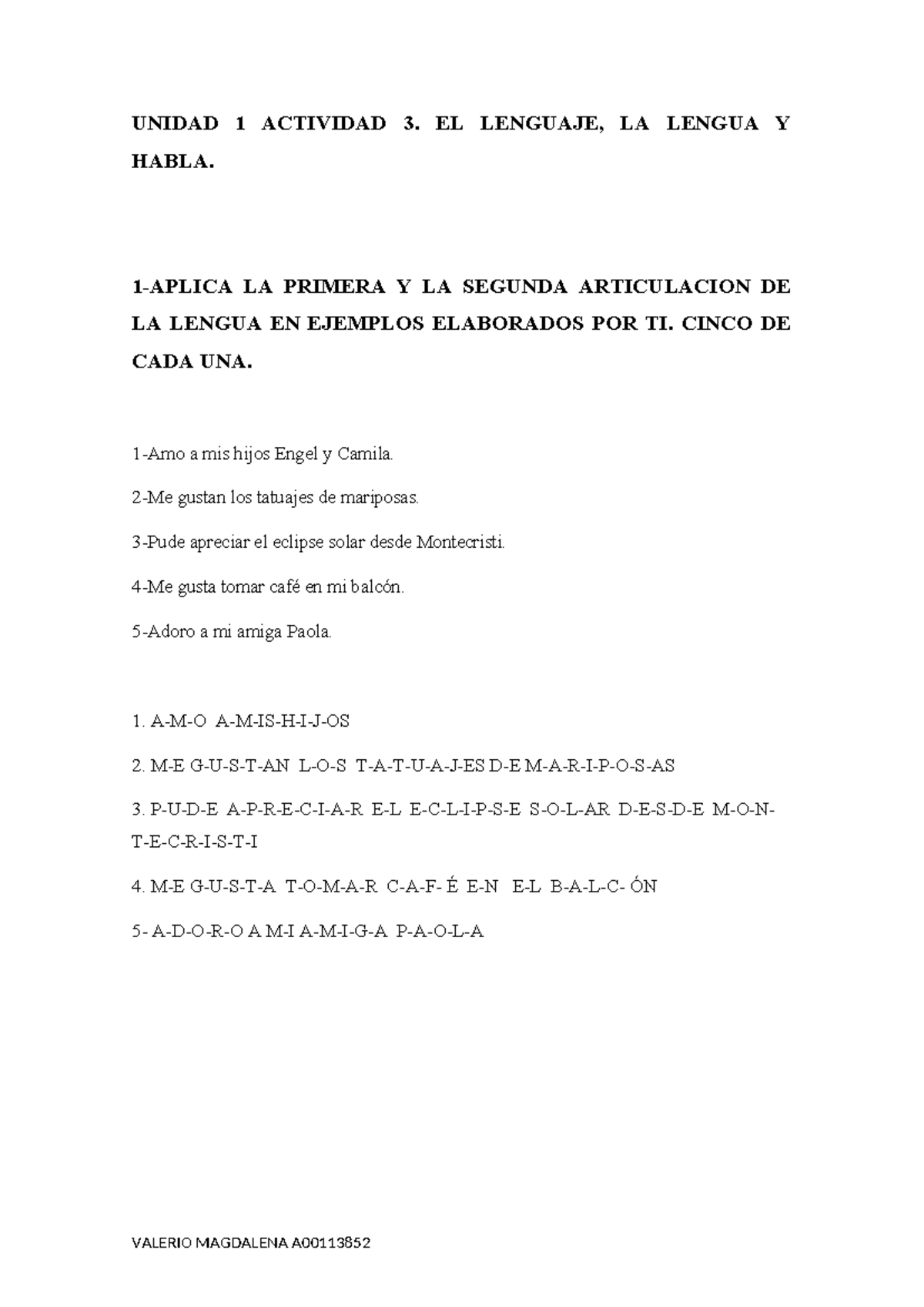 Lengua Española Unidad 1 Actividad 3 - UNIDAD 1 ACTIVIDAD 3. EL ...