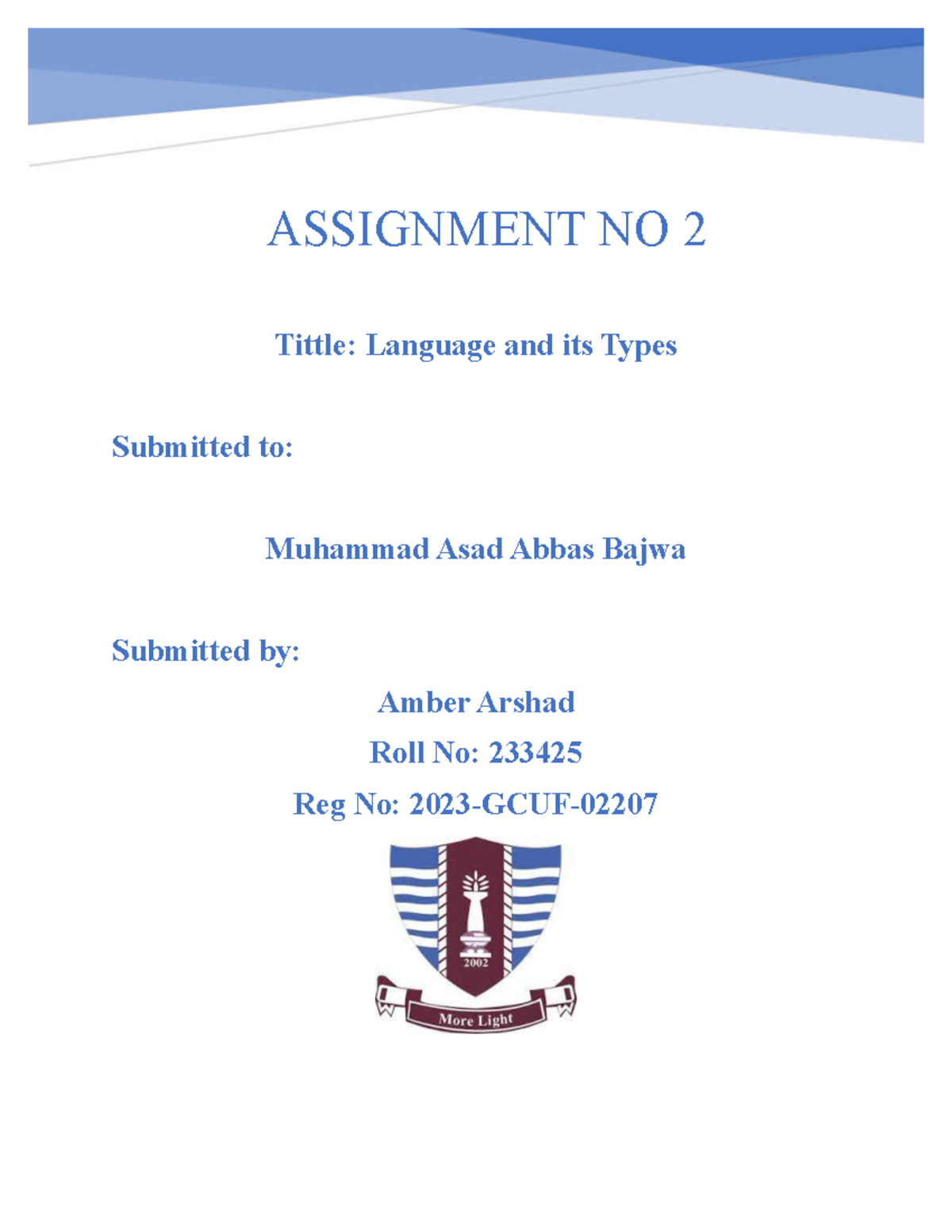 2nd assignment - detail - Tittle: Language and its Types Submitted to ...