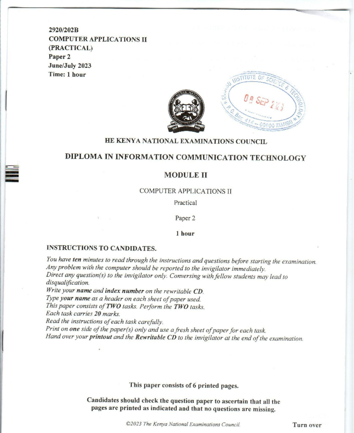 Computer Applications II (Practical) Module II July 2023 - COMPUTER ...