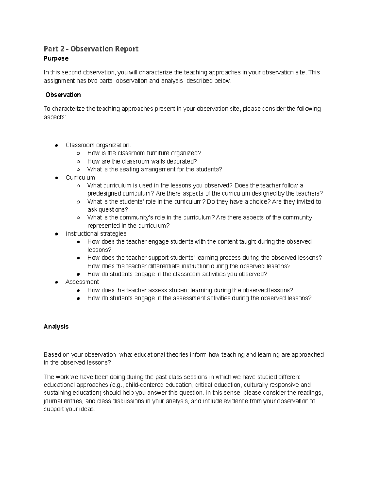 Assign 4 - HW 4 - Part 2 - Observation Report Purpose In this second ...