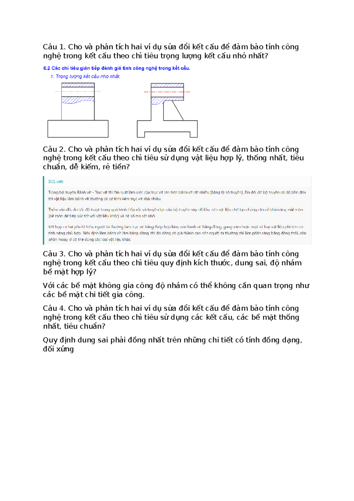 Đc Cnctm - fdgf - Câu 1. Cho và phân tích hai ví dụ sửa đổi kết cấu để ...