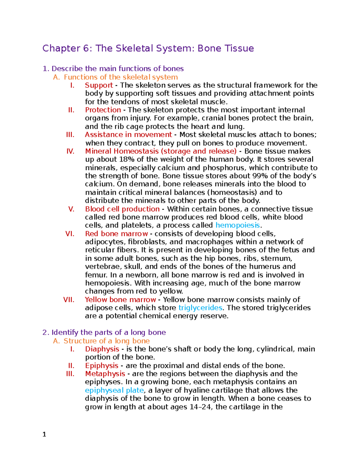 Chapter 6 Notes Chapter 6 The Skeletal System Bone Tissue Describe chapter-6-notes-chapter-6-the-skeletal-system-bone-tissue-describe