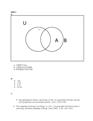 Finite math TASK 3- Passed - ####### PART 1. ####### A. ####### A- LIKES COLA ####### B- LIKES ...