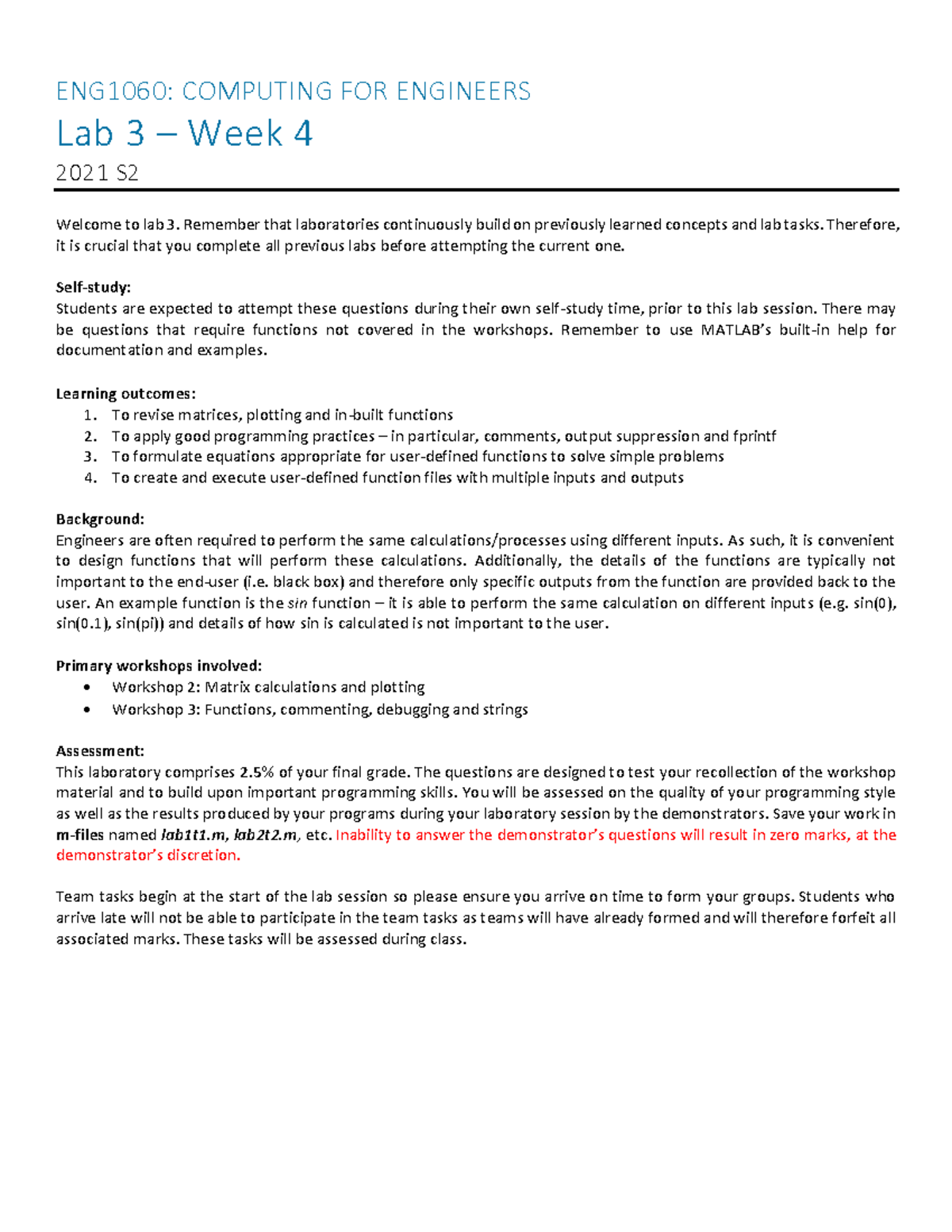 Lab3 questions - lab - ENG1060: COMPUTING FOR ENGINEERS Lab 3 – Week 4 ...