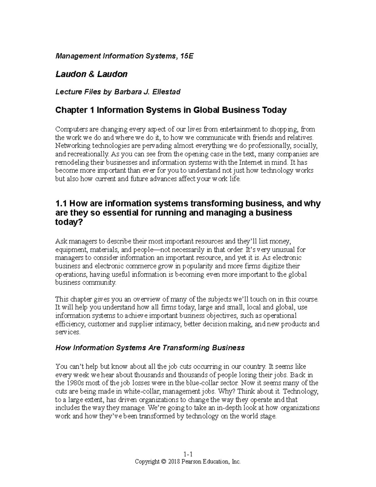 Chapter 1 Information Systems in Global Business Today - Management ...