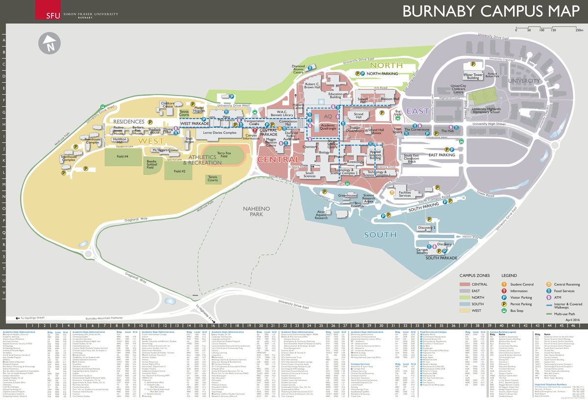 2016-campus-map intoductory class - NORTH PARKING WEST PARKADE SOUTH ...
