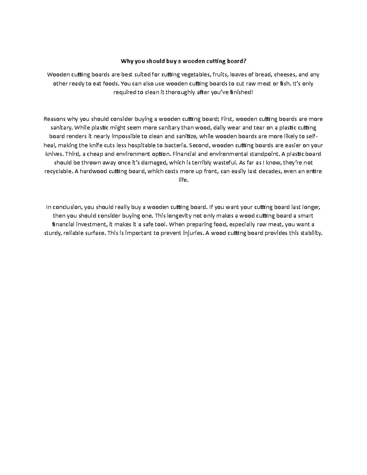 Persuasive Essay - Why you should buy a wooden cutting board? Wooden ...