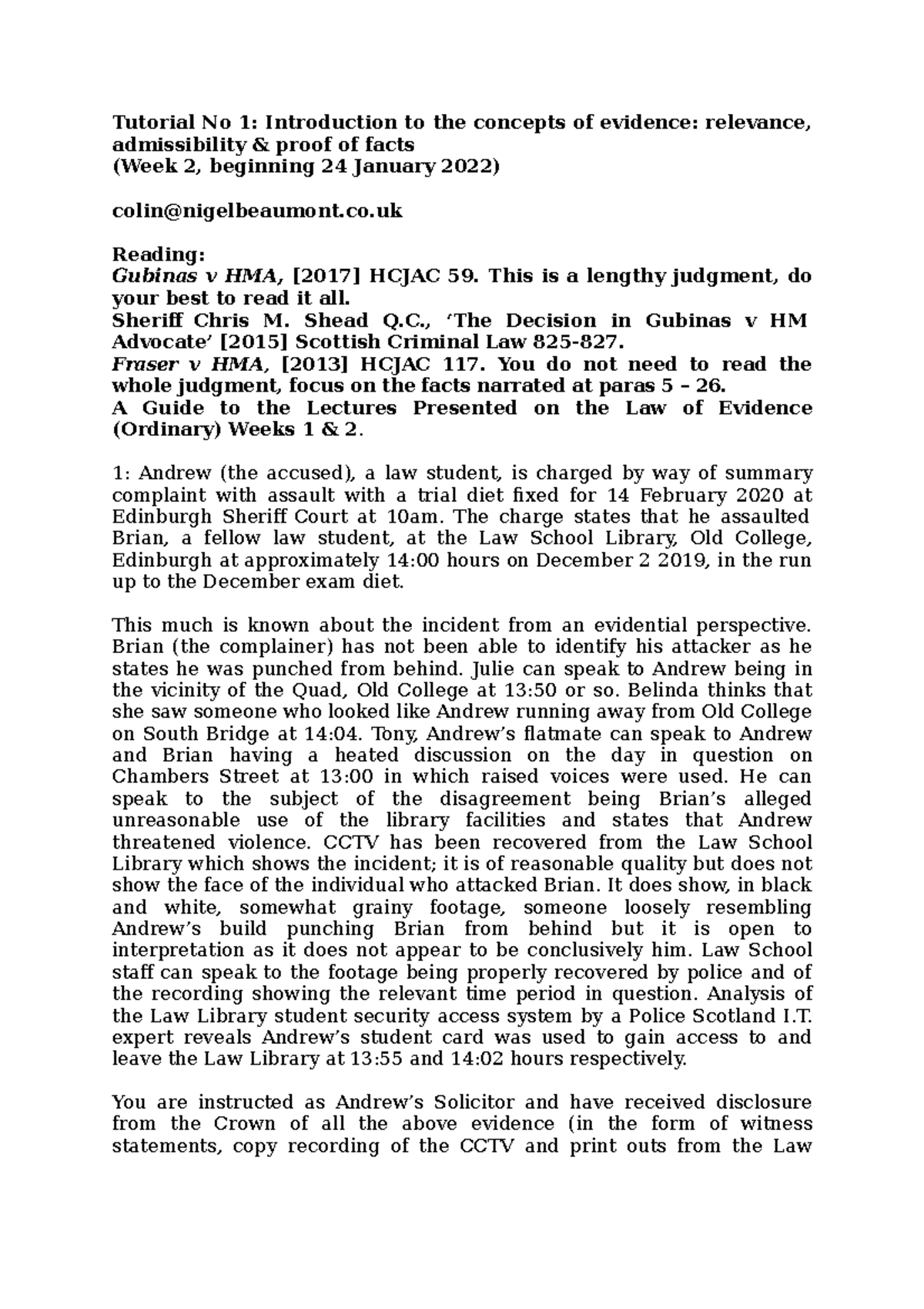 Tutorial 1 for Week 2 - Tutorial No 1: Introduction to the concepts of ...