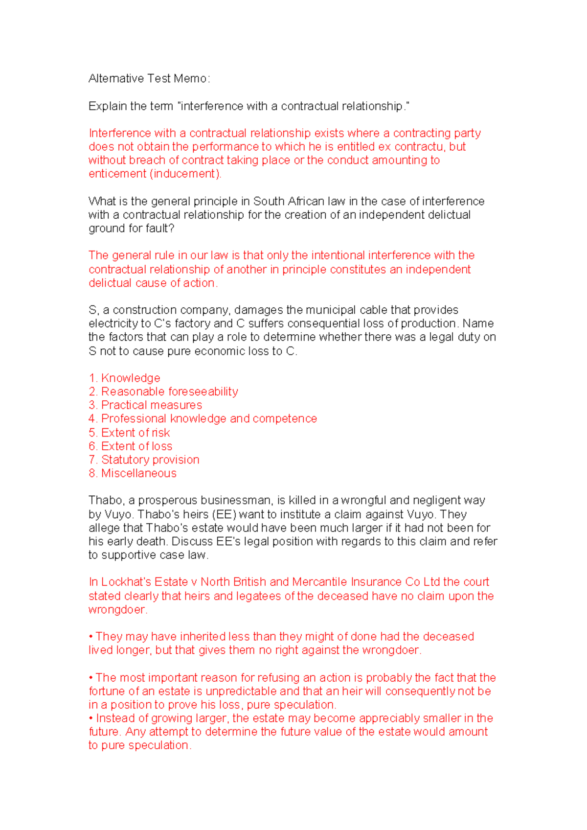 Alternative Test Memo - Alternative Test Memo: Explain the term ...