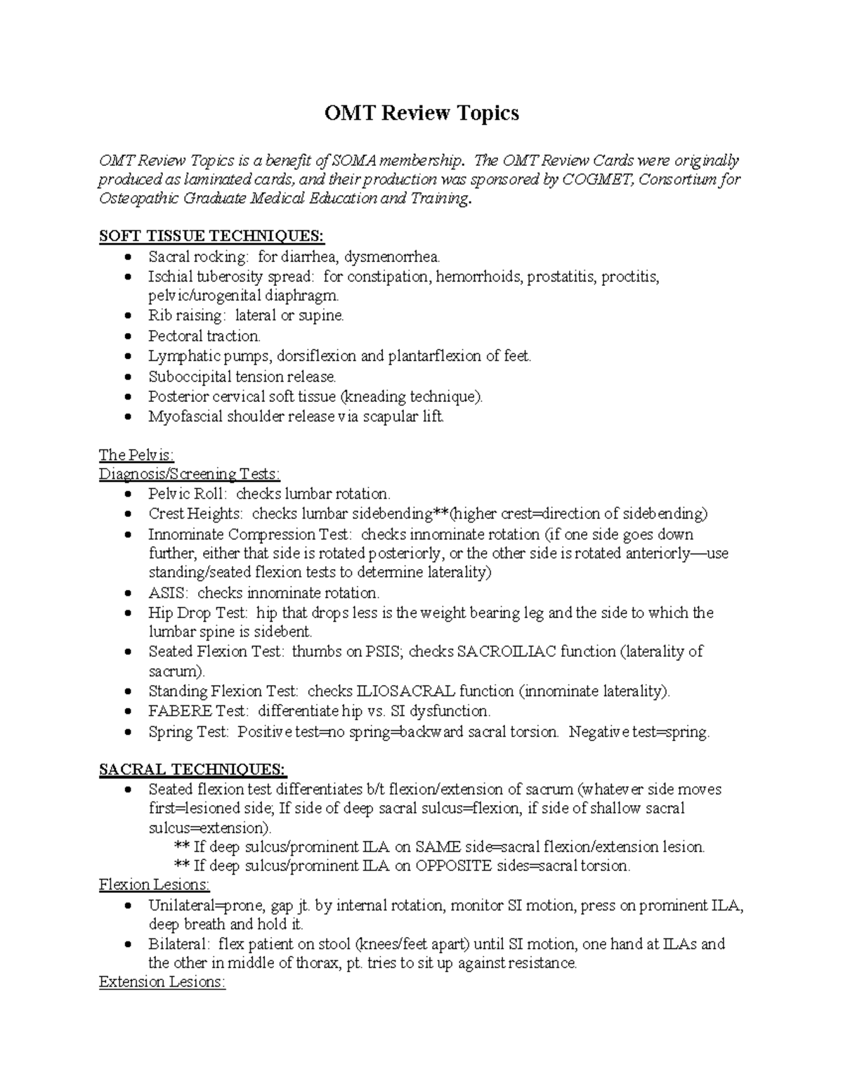 OMTreviewtopics-edited 2003 thi - OMT Review Topics OMT Review Topics ...