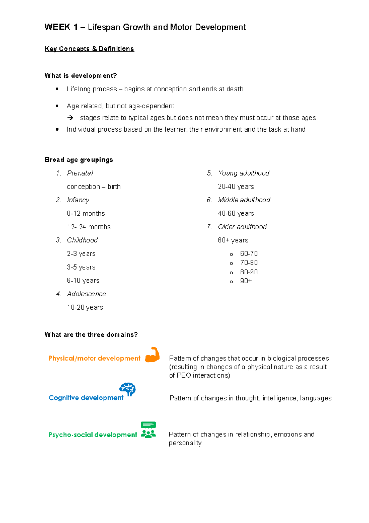Key Concepts and Definitions - WEEK 1 Lifespan Growth and Motor ...