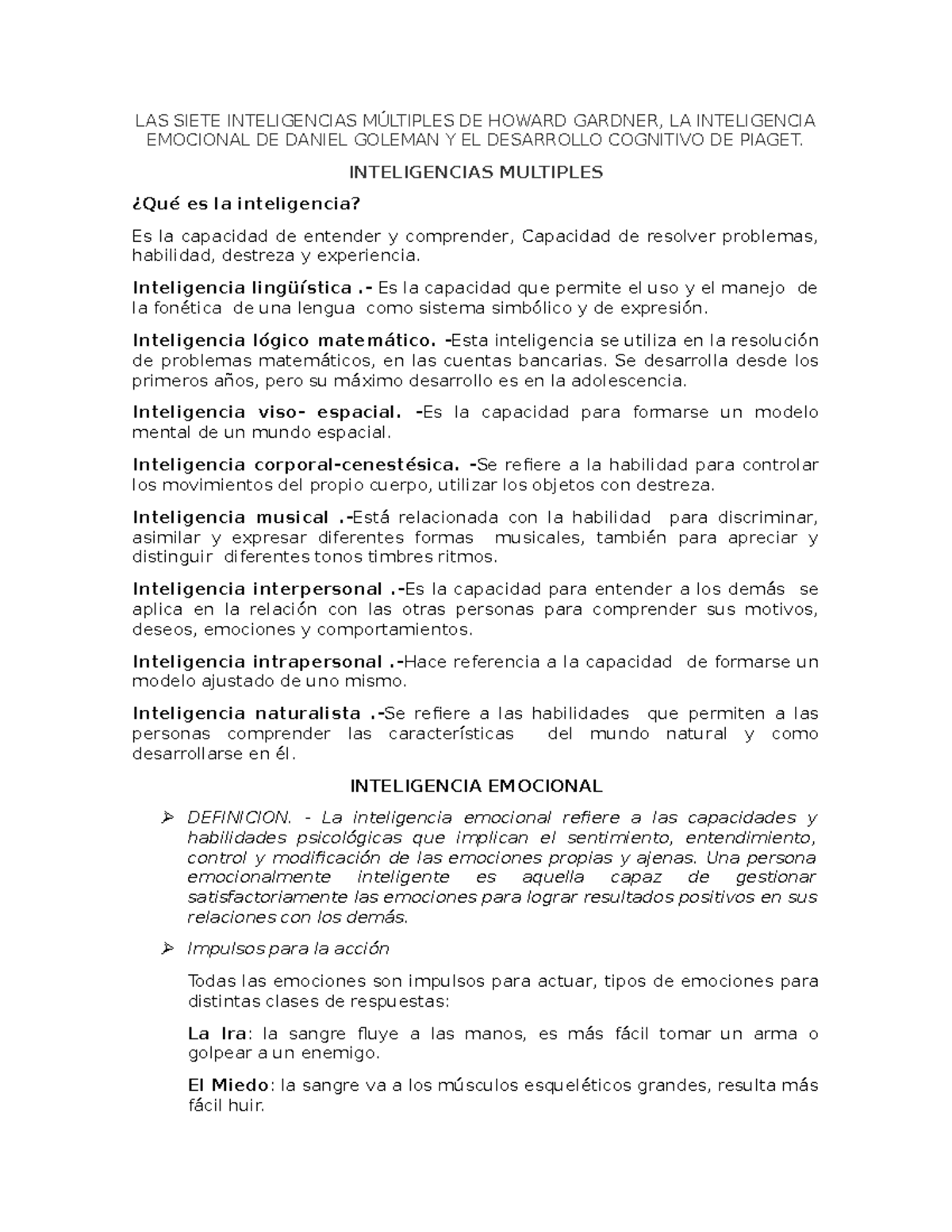 LAS Siete Inteligencias Múltiples DE Howard Gardner - LAS SIETE ...