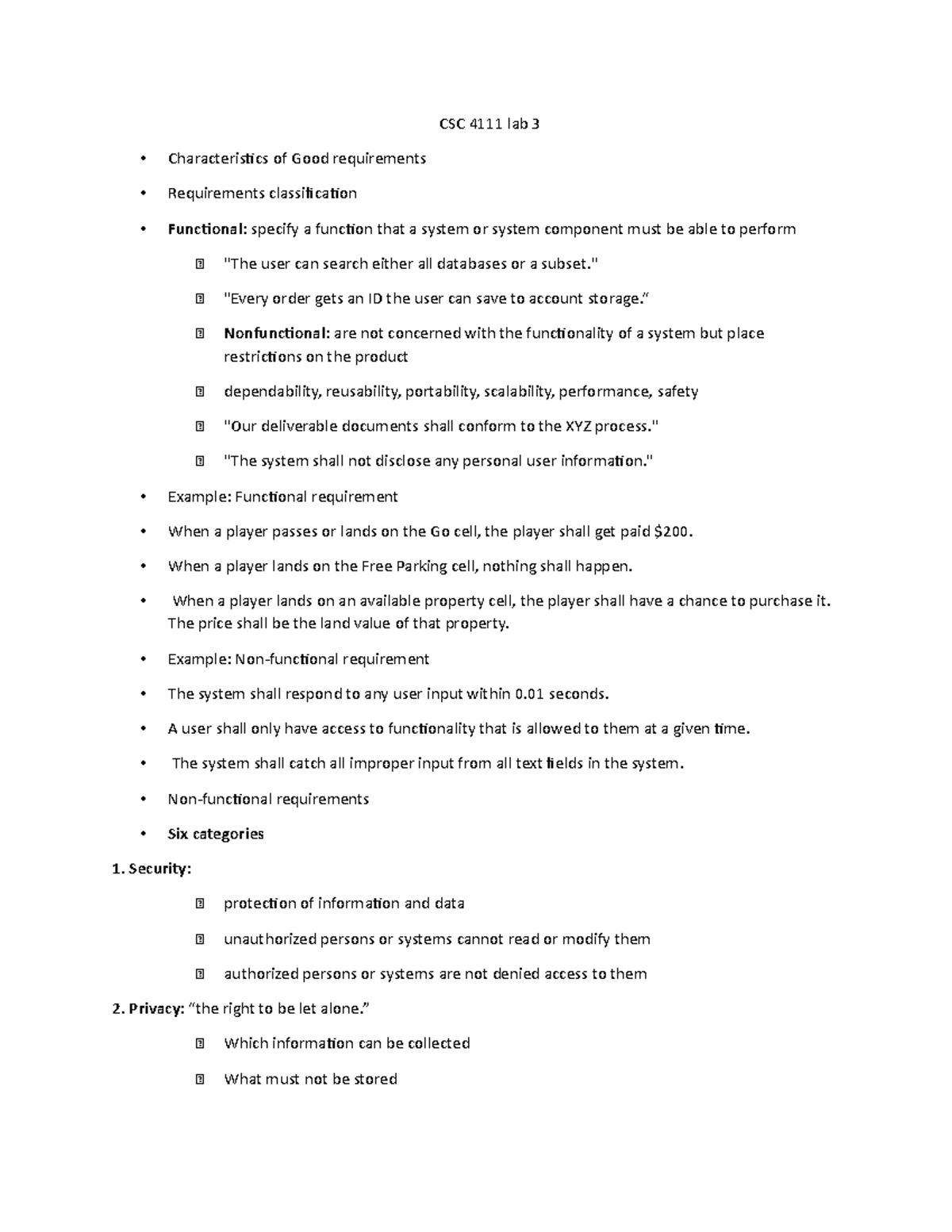 CSC 4111 lab 3 - Lecture notes 3 - CSC 4111 lab 3 Characteristics of ...