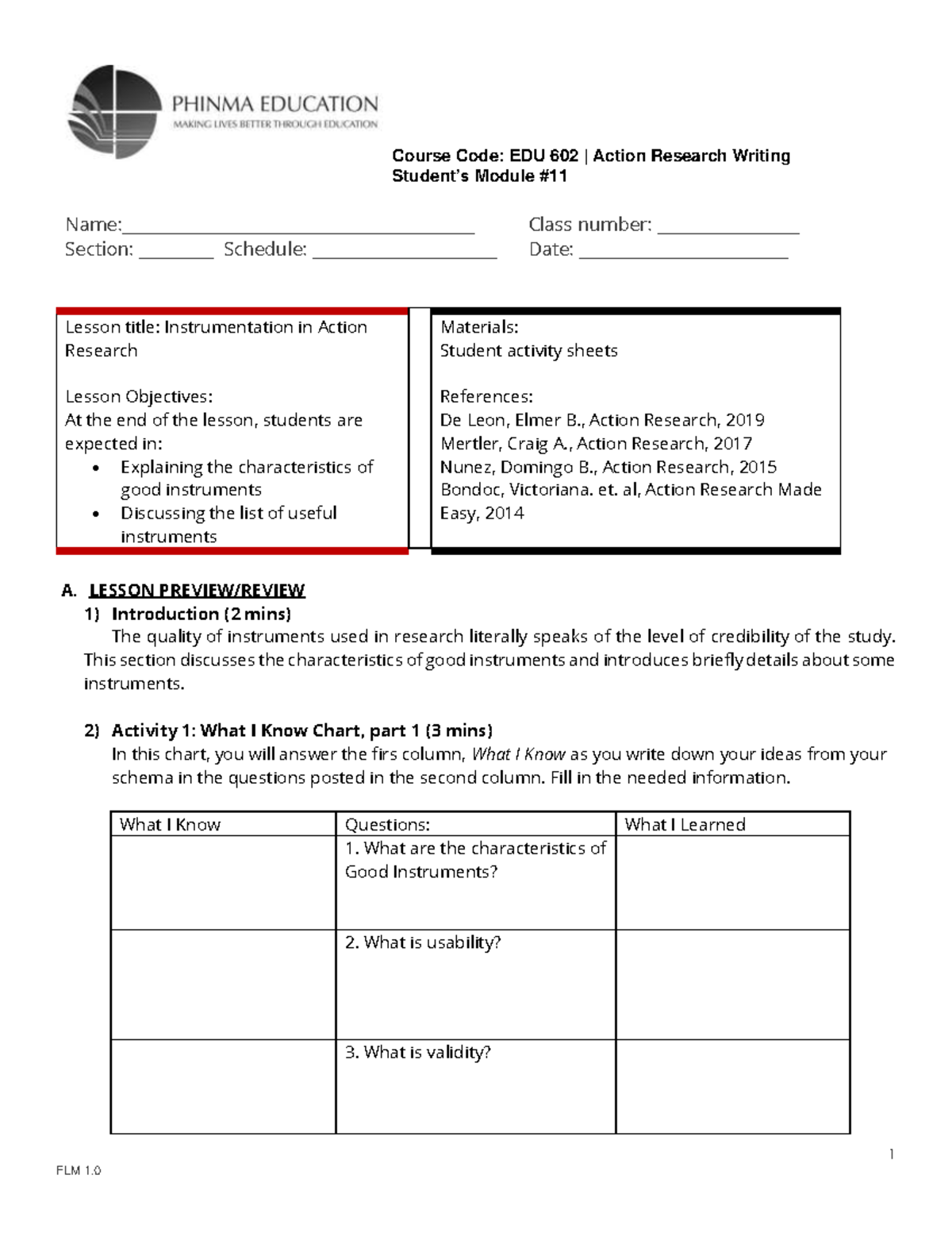 EDU 602 SAS#11 - EDU537 - Student’s Module # Name ...