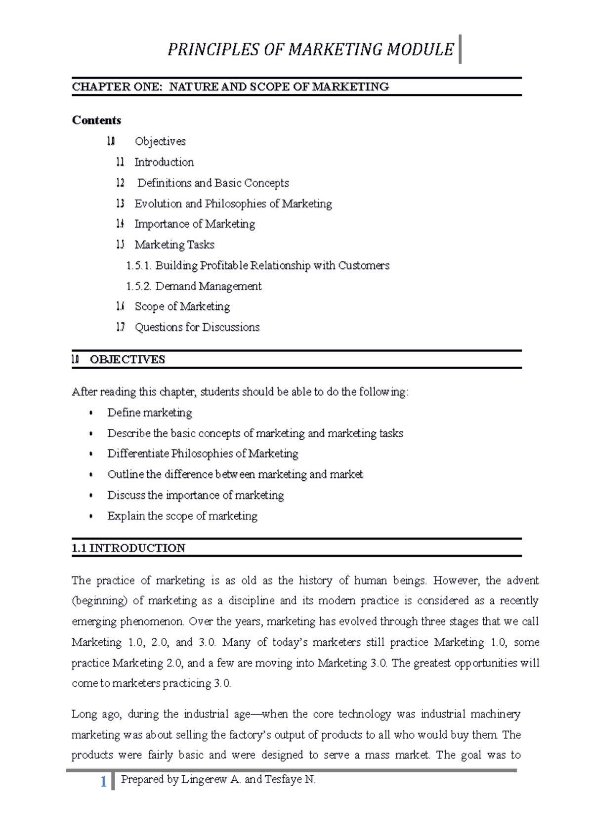 Principles of marketing module-2010 ec - Introduction To Economics ...