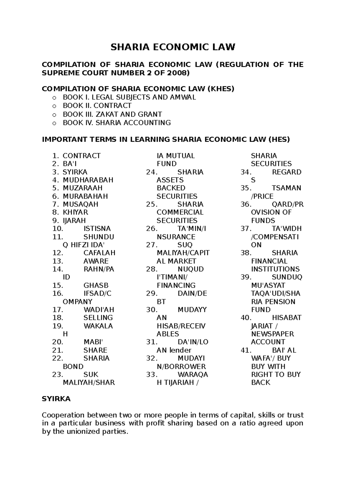 Sharia Economic Law - Class A - Fifth Meeting (Compilation of Sharia ...