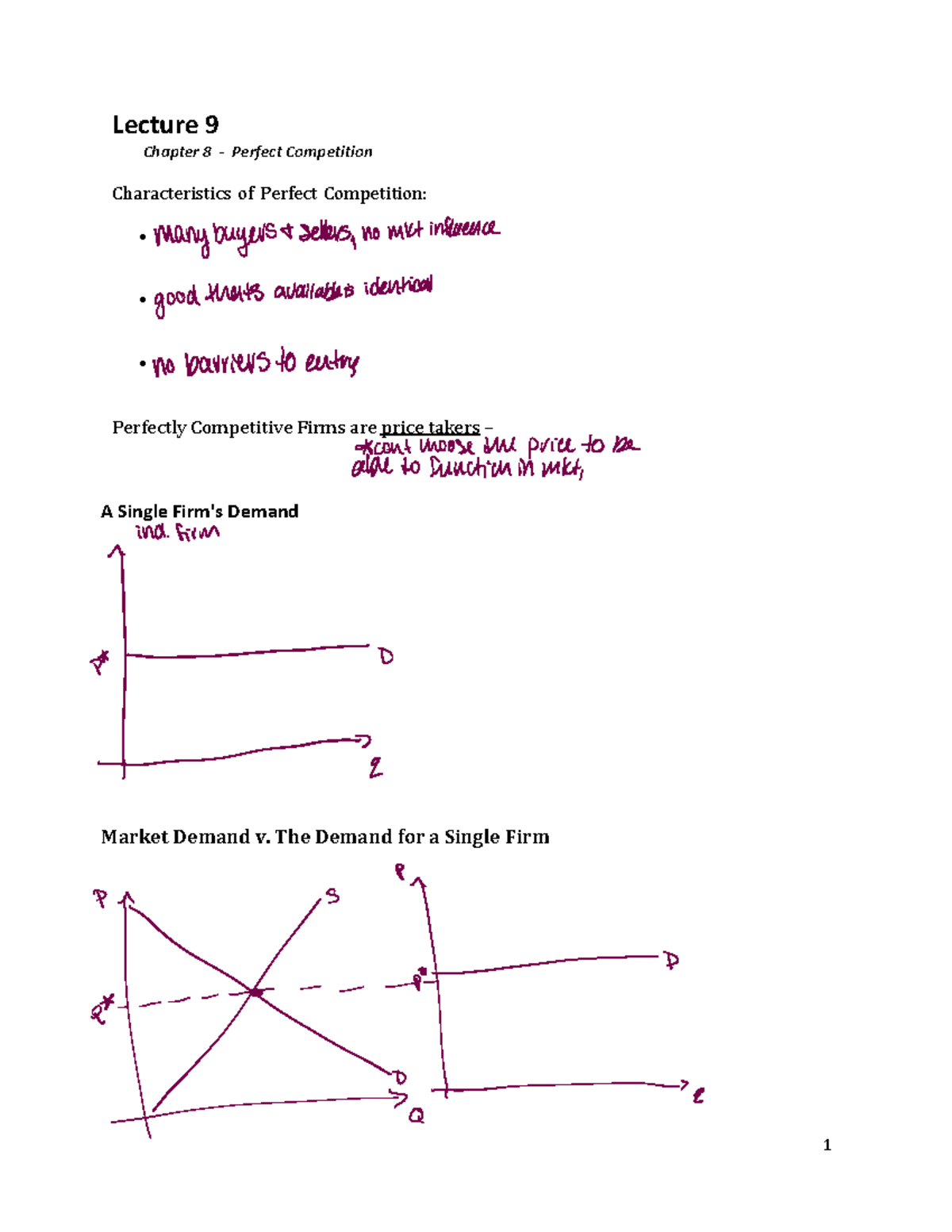 Lecture 9 Perfect Competition - Lecture 9 Chapter 8 - Perfect ...