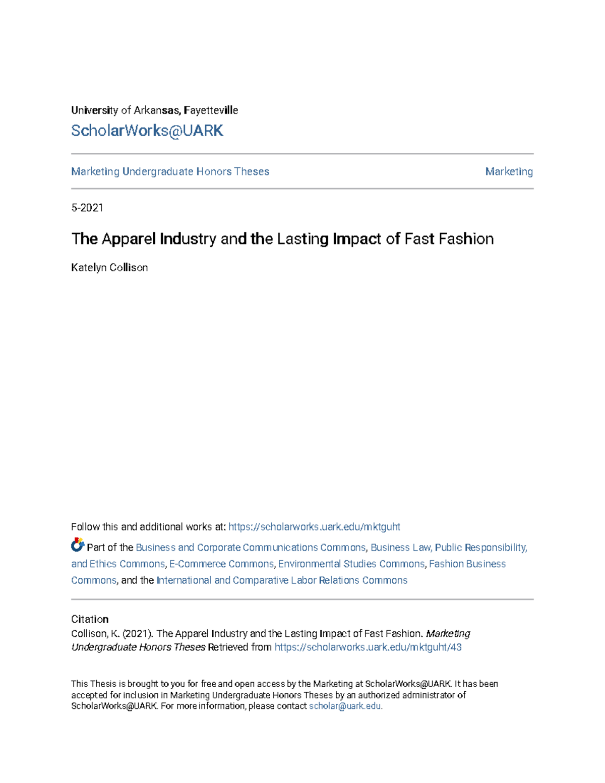 The Apparel Industry and the Lasting Impact of Fast Fashion ...
