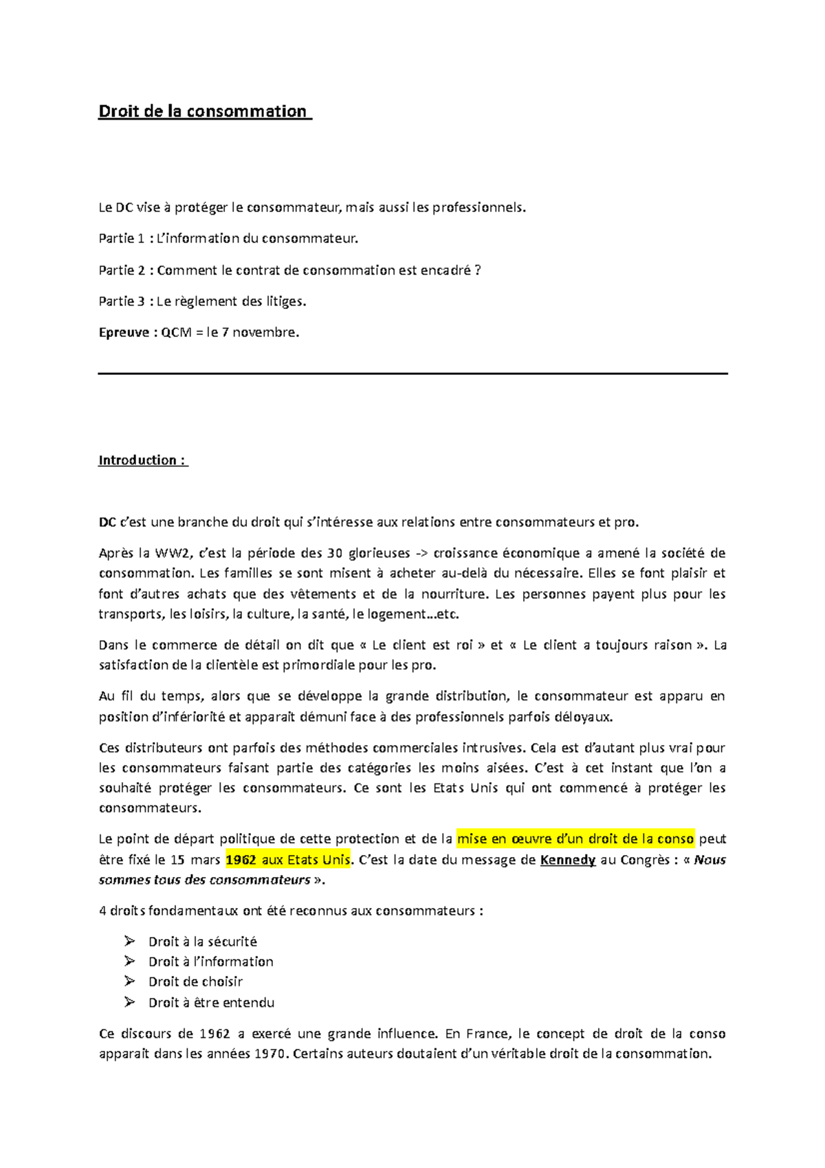 CM - Cours droit de la consommation - Droit de la consommation Le DC ...