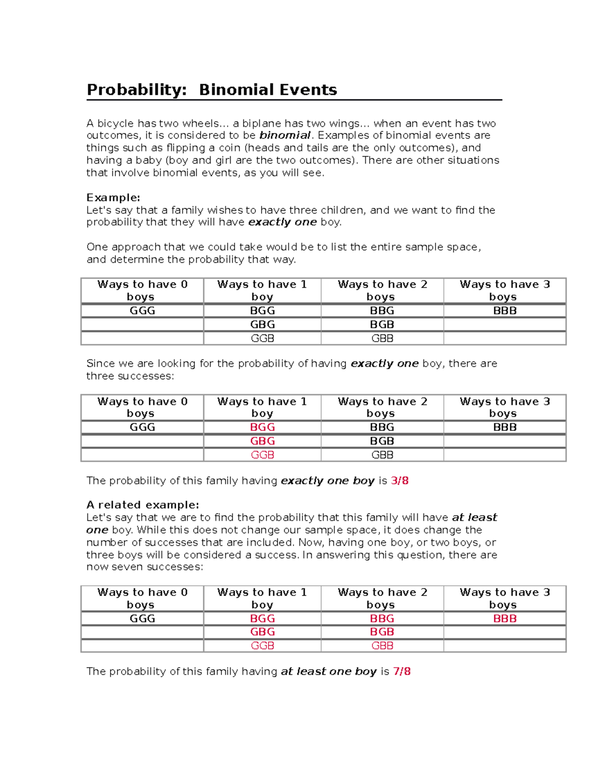 Binomial - exam 2 materials for professor yates - Probability: Binomial ...