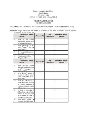 Survey Questionnaire - Personal Information of Student Name (Optional