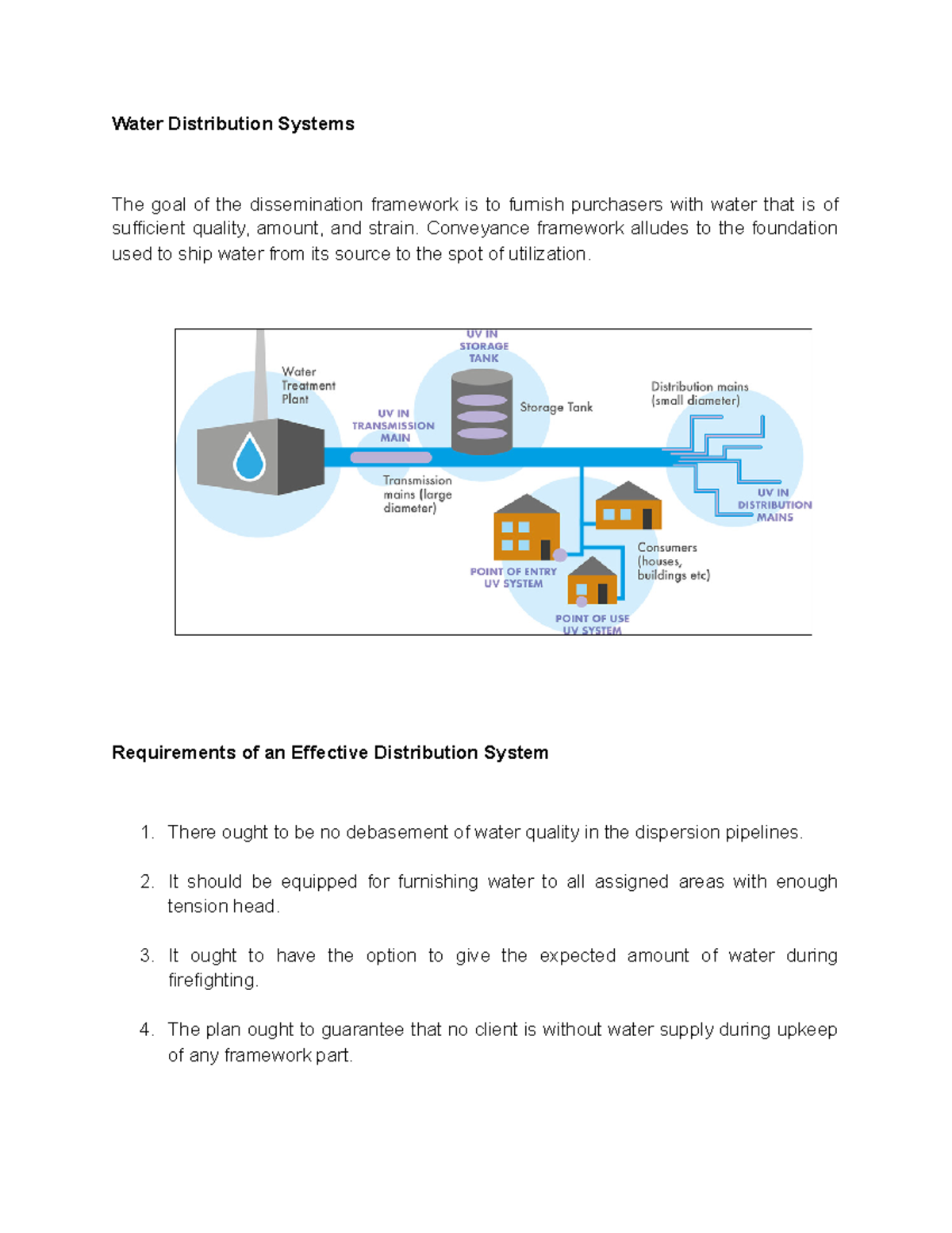 Circulation Systems for Water - Water Distribution Systems The goal of ...