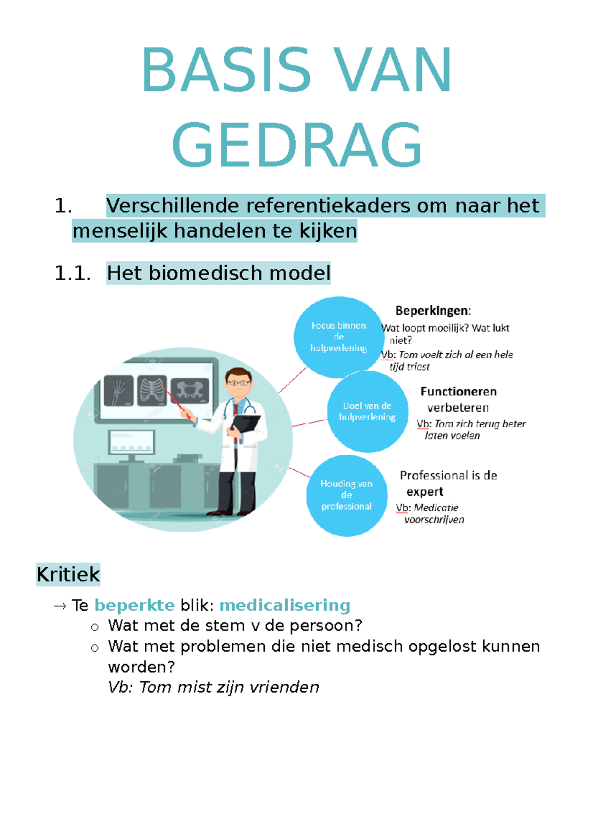 LES 1 Introductie samenvatting - BASIS VAN GEDRAG 1. Verschillende ...