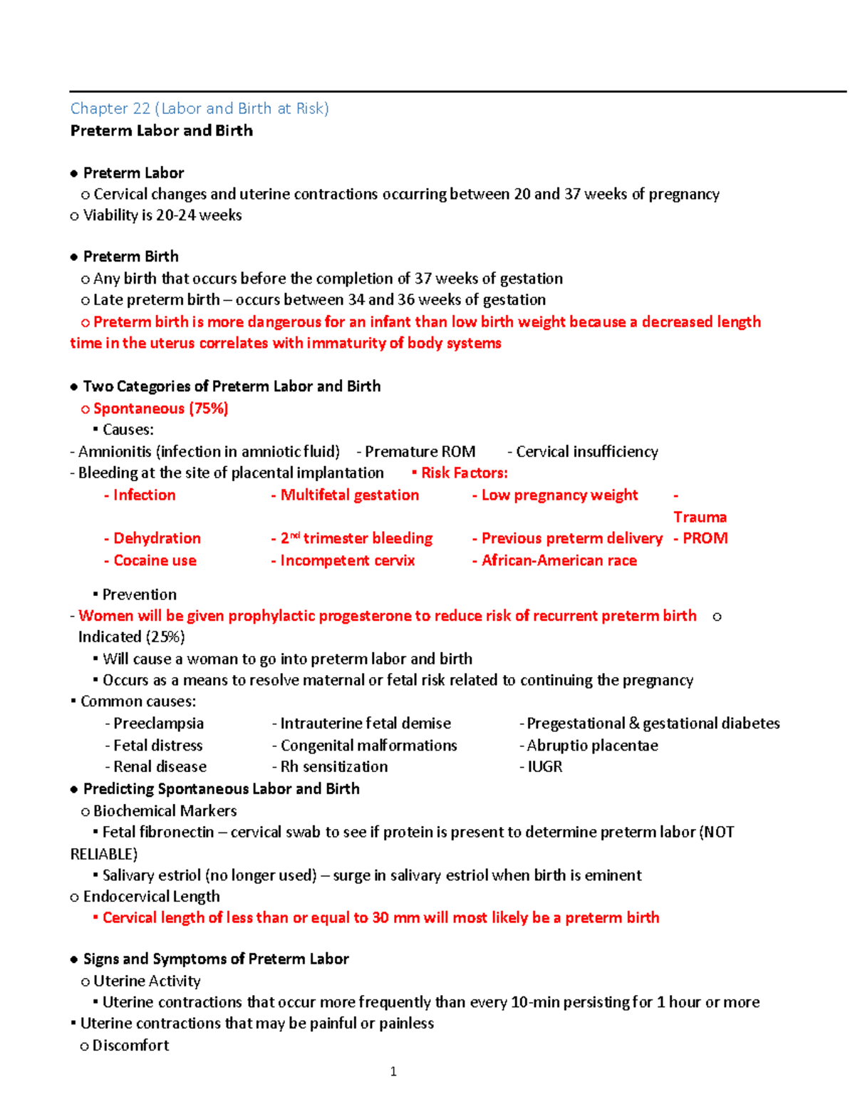 Labor and Birth at Risk - Chapter 22 (Labor and Birth at Risk) Preterm ...