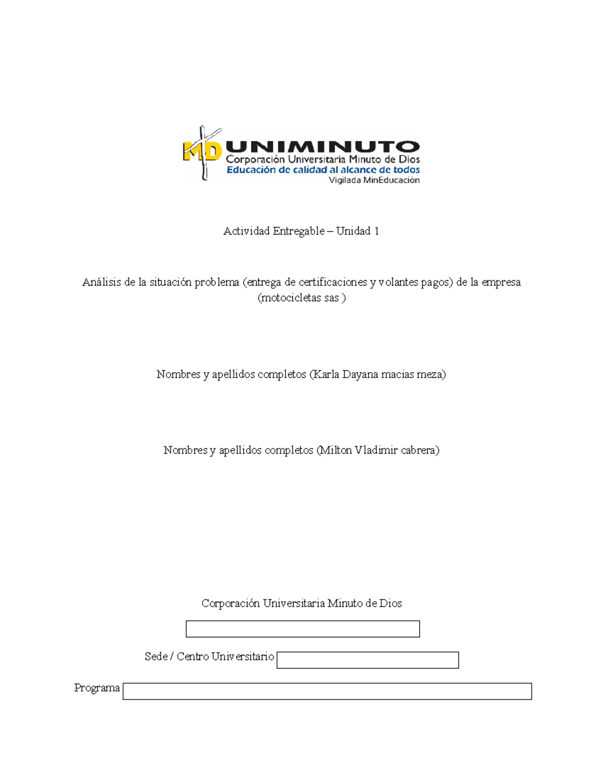 Formato Entregable Unidad IE - Actividad Entregable – Unidad 1 Análisis ...