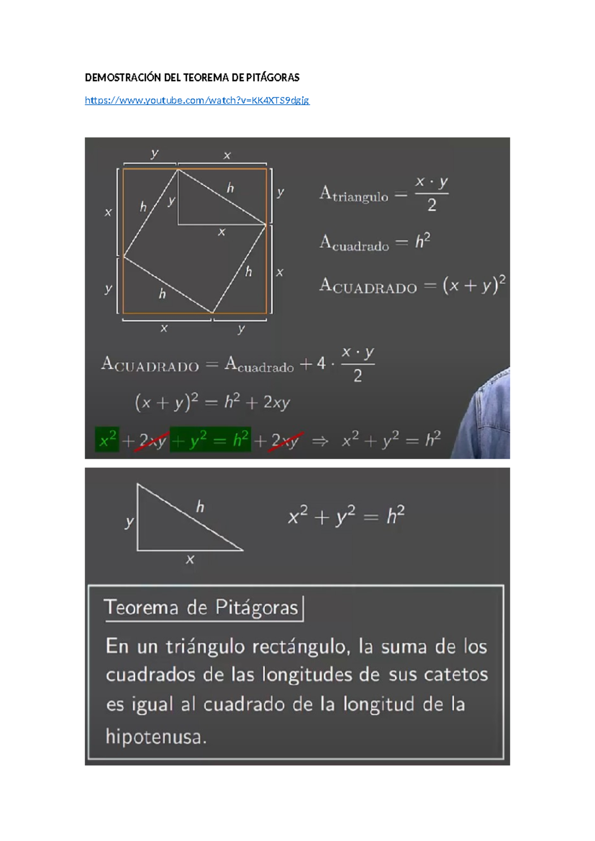 Demostracion del Teorema de Pitágoras - Álgebra Lineal - DEMOSTRACIÓN ...