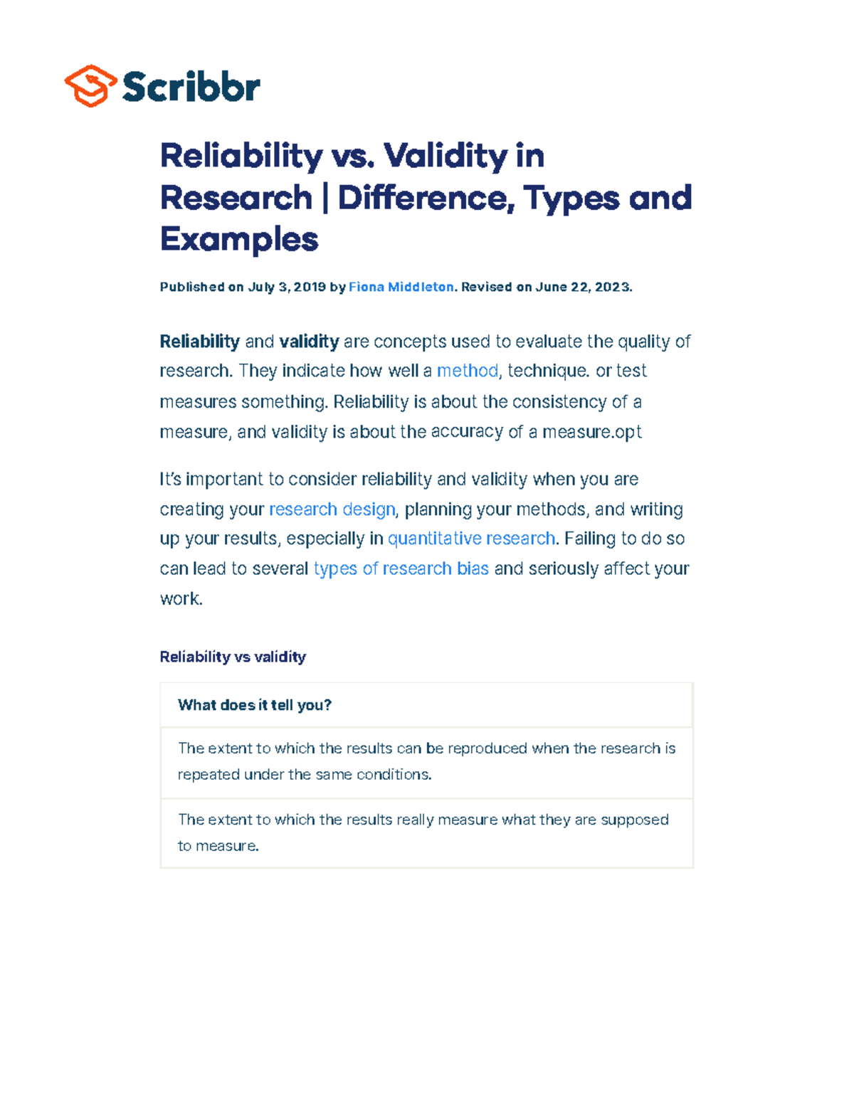 Reliability vs - Summary Business Research - Reliability vs. Validity in Research | Dierence ...