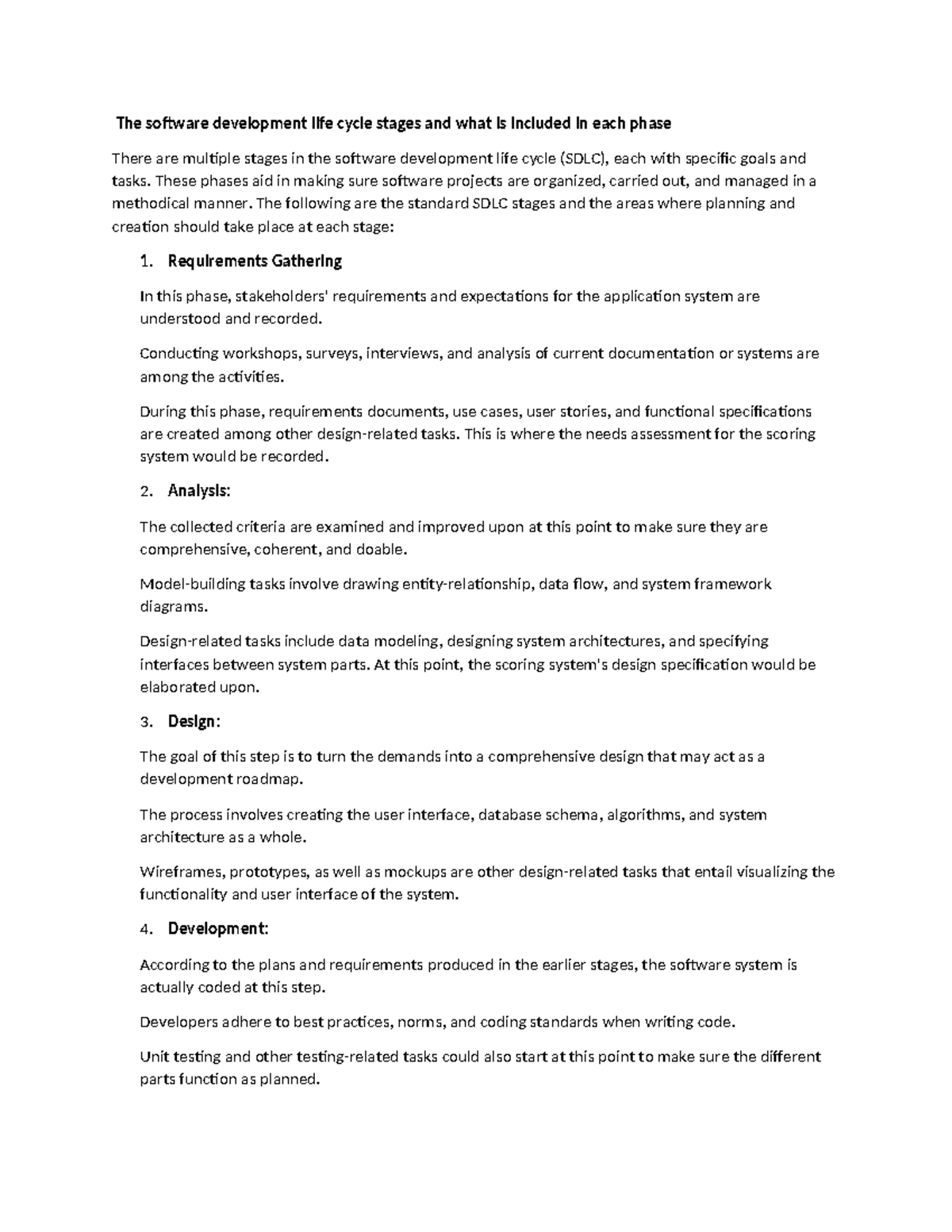 The software development life cycle stages and what is included in each ...