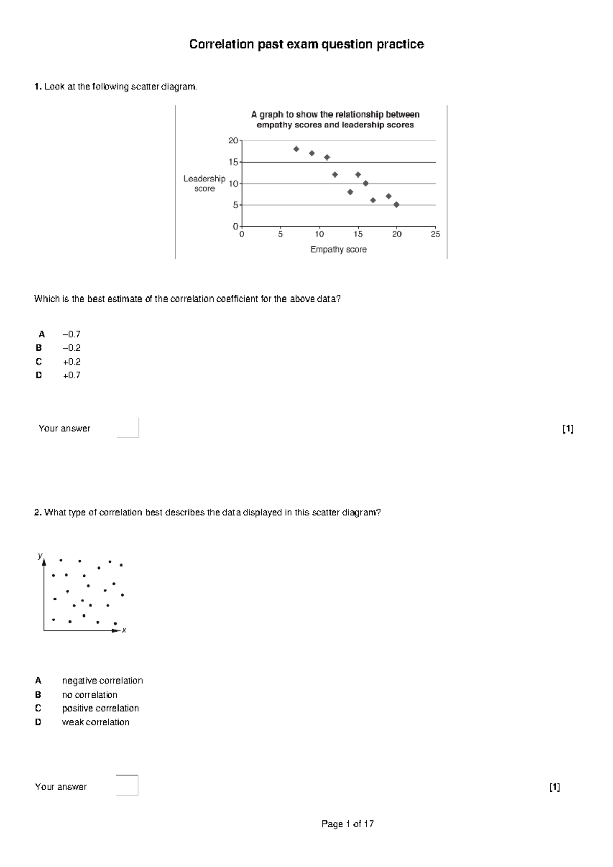 Correlation exam practice questions only - Correlation past exam ...